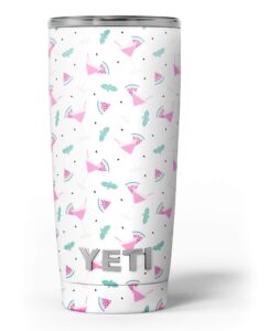 design skinz the pink and teal watermenlon cocktail - skin decal vinyl wrap kit compatible with the yeti rambler cooler tumbler cups