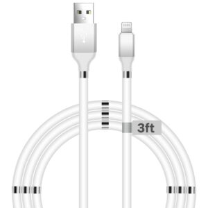 aduro magnetic self winding fidget lightning iphone charger cable mfi certified charging cable cord for iphone 12 11 xs max xr x 8 plus 7 plus 6s 6 plus se 2020 5s ipad pro ipod airpods 3 foot (white)