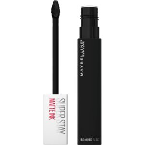 maybelline superstay matte ink liquid lipstick, long lasting high impact color, up to 16h wear, thrill seeker (matte black lipstick)