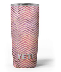 design skinz gold chevron over abstract fumes - skin decal vinyl wrap kit compatible with the yeti rambler cooler tumbler cups