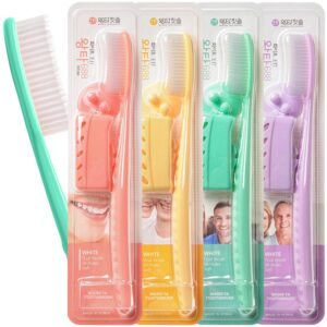 wangta toothbrush 4pcs, twice as wide as regular brush head, wide toothbrush, long brush head, more comfortable and easier brushing (white brush)