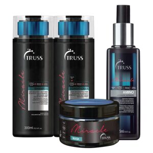 truss miracle shampoo and conditioner set bundle with hair mask and amino miracle heat protectant spray