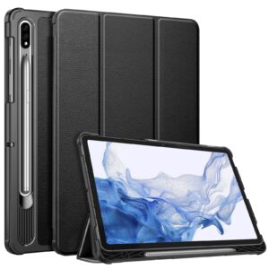 fintie slim case for samsung galaxy tab s8 2022/tab s7 2020 11 inch (model sm-x700/x706/t870/t875/t878) with s pen holder, ultra lightweight tri-fold stand cover with auto wake/sleep, black