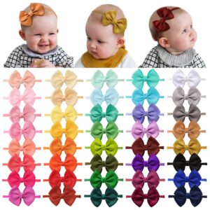 40 pieces baby girls headbands nylon hairband grosgrain ribbon hair bows handmade hair accessories for newborn infant toddler kids