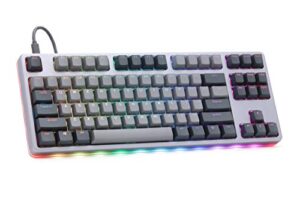 drop ctrl high-profile mechanical keyboard — tenkeyless tkl (87 key) gaming keyboard, hot-swap switches, programmable, backlit rgb led, usb-c, doubleshot pbt, aluminum (gray, cherry mx brown)