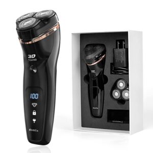 donlix electric shavers for men razor 8500 rpm face shaver with pop-up beard trimmer wet dry use, waterproof electric razor for men women cord/cordless rechargeable (cha)