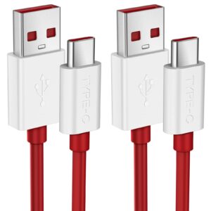 apetoo supervooc usb a to usb c cable for oneplus open 11 5g 10 pro,2-pack 6ft type c charger warp charge cable dash charge fast charging cord for oneplus nord,8 pro,8,7t pro,7t,7,6t,6,5t,5,3t,red