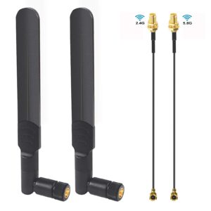 8dbi wifi antenna rp-sma male wireless network 2.4ghz 5.8ghz dual band with u.fl/ipex to rp-sma female pigtail cable for mini pcie card wireless routers, pc desktop, repeater, fpv uav drone, ps4-2pcs