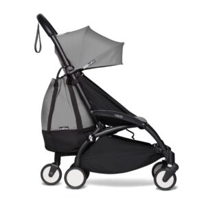 babyzen yoyo2 stroller + yoyo bag - includes black frame, grey seat cushion, grey canopy, grey yoyo bag, wheel base & hooks - suitable for children up to 48.5 lbs