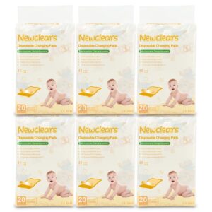 newclears baby disposable underpads breathable incontinence diaper changing pads, 20 count/pack (23''x23'' - 6pack(120 count))