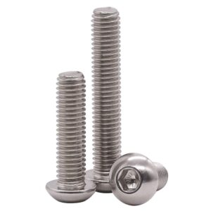 m6-1.0 x 8mm button head socket cap bolts screws, 304 stainless steel 18-8, fully machine thread, bright finish, 25 pcs