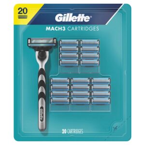 gillette mach3 men's razor blades, 20 ct.