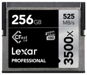 lexar professional 3500x 256gb cfast 2.0 card, up to 525mb/s read, for cinematographer, filmmaker, content creator (lc256crbna3500)