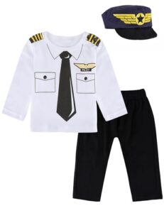 cosland pilot costume for boys todder halloween outfit, white, 12-18 months