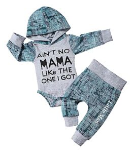 von kilizo baby boy clothes 6-9 months ain't no mama like the one i got long sleeve hoodies sweater pant sets infant baby boy outfits 6-9 months