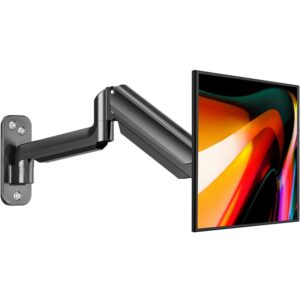 ergear single monitor wall mount for 13 to 32 inch computer screens, gas spring wall monitor arm holds up to 17.6lbs, adjustable wall monitor mount with tilt/swivel/rotation, vesa 75x75/100x100mm