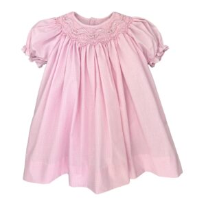 petit ami baby girls' bishop zig-zag smocked dress, 6 months, pink