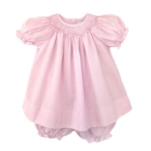 petit ami baby girls' bishop zig-zag smocked dress, newborn, pink