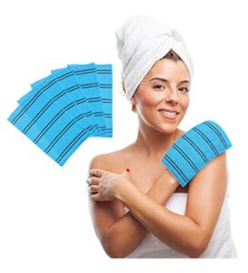 korean asian exfoliating cloth mitt - large viscos italy bath towel, body scrubbing scrub washcloth, 5 pcs