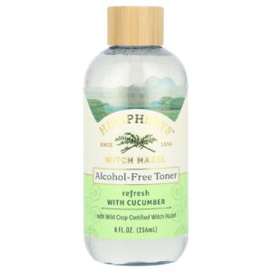 humphreys refresh witch hazel with cucumber alcohol-free toner, clear, 8 oz (pack of 1)