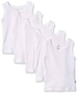 honestbaby muscle tee sleeveless toddler t-shirt multi-packs, 5-pack bright white, 5t