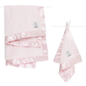 little giraffe baby gift set - chenille blanky & stroller blanket (pink)