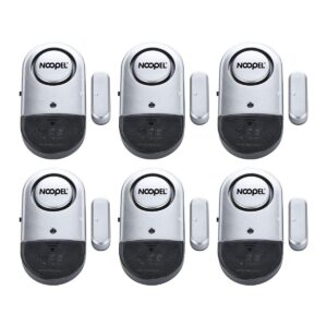 door alarms 6 pack for kids safety, noopel 120db pool alarm sensor for doors and windows, burglar intruder entry alert for toddlers personal security