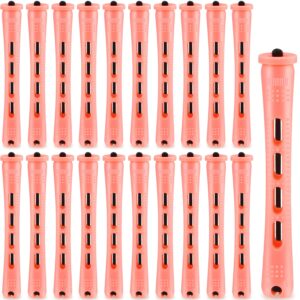 willbond 60 pcs perm rods for long hair plastic curl rods cold wave irons curling roller for hair styling hairdressing tools(0.51 inch,shell pink)