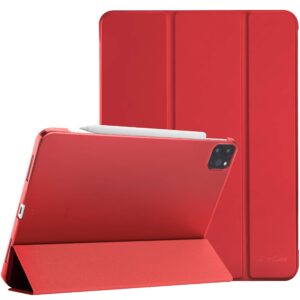 procase smart case for ipad pro 12.9 2022/2021/2020/2018, slim stand hard back shell smart cover for ipad pro 12.9" 6th gen/5th gen/4th gen/3rd gen -red