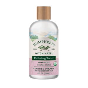 humphreys clarify + soothe witch hazel with rose organic toner, clear, 8 oz ( pack of 1)