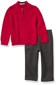 nautica baby boys' 2-piece pullover sweater and pants set, roasted rouge, 18 months