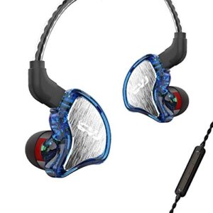 cvj cs8 in ear monitor,hybrid units audio monitor earphones hifi in ear headphones bass stereo wired earbuds headset with ergonomic fit design for game music show stage (with mic, blue)