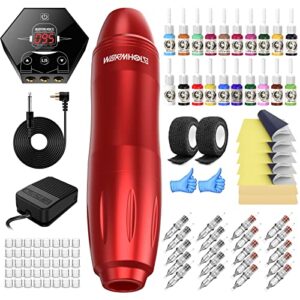 wormhole tattoo pen kit rotary tattoo machine kit with power supply and tattoo cartridge needles complete tattoo kit for beginners wtk063