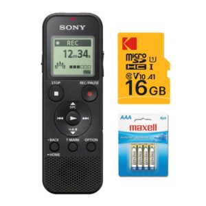 sony icd-px370 digital voice recorder bundle with 16gb microsdhc card with adapter (3 items)