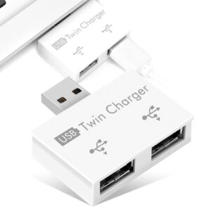 usb 2.0 hub adapter, usb splitter hub 2 port usb ultra slim data hub for device charging(white)