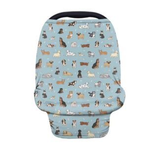 forchrinse cute puppy dog animal pattern carseat cover for baby,stretchy infant car seat canopy,nursing cover mom privacy breastfeeding scarf,soft high chair,shopping cart,stroller cover