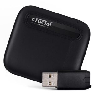 crucial x6 2tb portable ssd with usb-a adapter - up to 800mb/s - pc and mac - usb 3.2 external solid state drive - ct2000x6ssd9