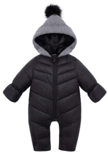 ohrwurm unisex baby winter snowsuit zipped hooded soft jumpsuit romper one piece (black, 18-24 months)