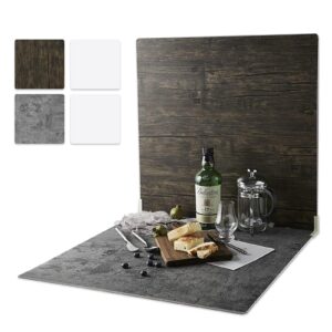 2 pcs boards photo backdrop for flat lay, food photography background 24x24 inch, beiyang (black walnut+dark gray)