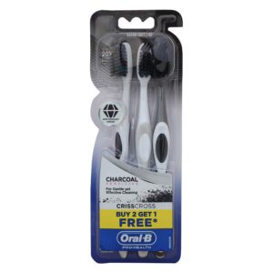 oral-b charcoal sensitive toothbrush - 3 pieces (extra soft, buy 2 get 1)