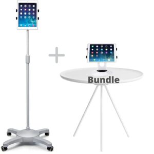 hello llamas tablet stand holder with wheels + table top holder for ipad- extra tall - heavy duty multi angle adjustable - for school, meetings, education, web casts, video recordings