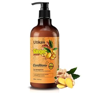 ultikare deep hair conditioner for damaged dry hair, 16.9 fl oz, repairing treatment with ginger oil, hydrate, nourish and moisturize for curly hair, frizz control, shine, daily care, dye hair care