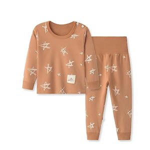 cm c&m wodro baby boys girls clothes set organic cotton soft long sleeve t-shirt top and pants outfit 2pcs (brown, 2-3t)