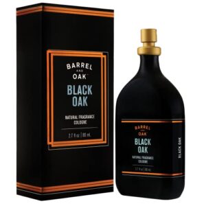 barrel and oak - natural fragrance cologne, cologne for men, eau de cologne, essential oil-based scent, warm oak & spicy bergamot, subtle earthy fragrance, paraben & sls free (black oak, 2.7oz)