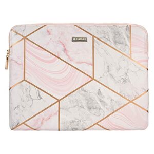 comfyable tablet sleeve compatible for ipad pro 12.9 inch m2 2022 m1 2021 2020 & smart/magic keyboard with pencil holder - pu leather bag waterproof slim protective cover case - geometric marble