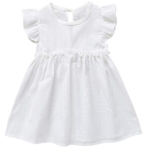 niyage baby toddler girls cotton flutter sleeve pleated tunic dress swing casual playwear white 90