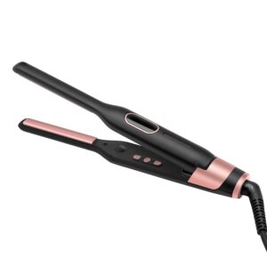 pencil flat iron,small flat iron for short hair,beard and pixie cut,1/2 inch fast heating titanium ceramic mini hair straightener with dual voltage & adjustable temperature,auto shut off