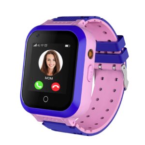 kids smart watch, 4g wifi gps lbs tracker sos emergency call video chat children smartwatches, ip67 waterproof phone watch for age 4-12 boys girls, compatible with android/iphone ios (pink)