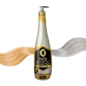 ouro purple shampoo for blonde & platinum hair - neutralizes yellow & orange tones, revitalizes color, nourishes without damage, ashy silver effect, enhances gray hair. (33.81oz)