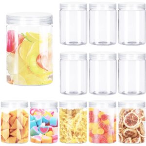 ojyudd 12 pack clear plastic jars with lids,plastic containers with lids for cosmetics, lotions, body butters, slime & beauty products(9.5 oz)